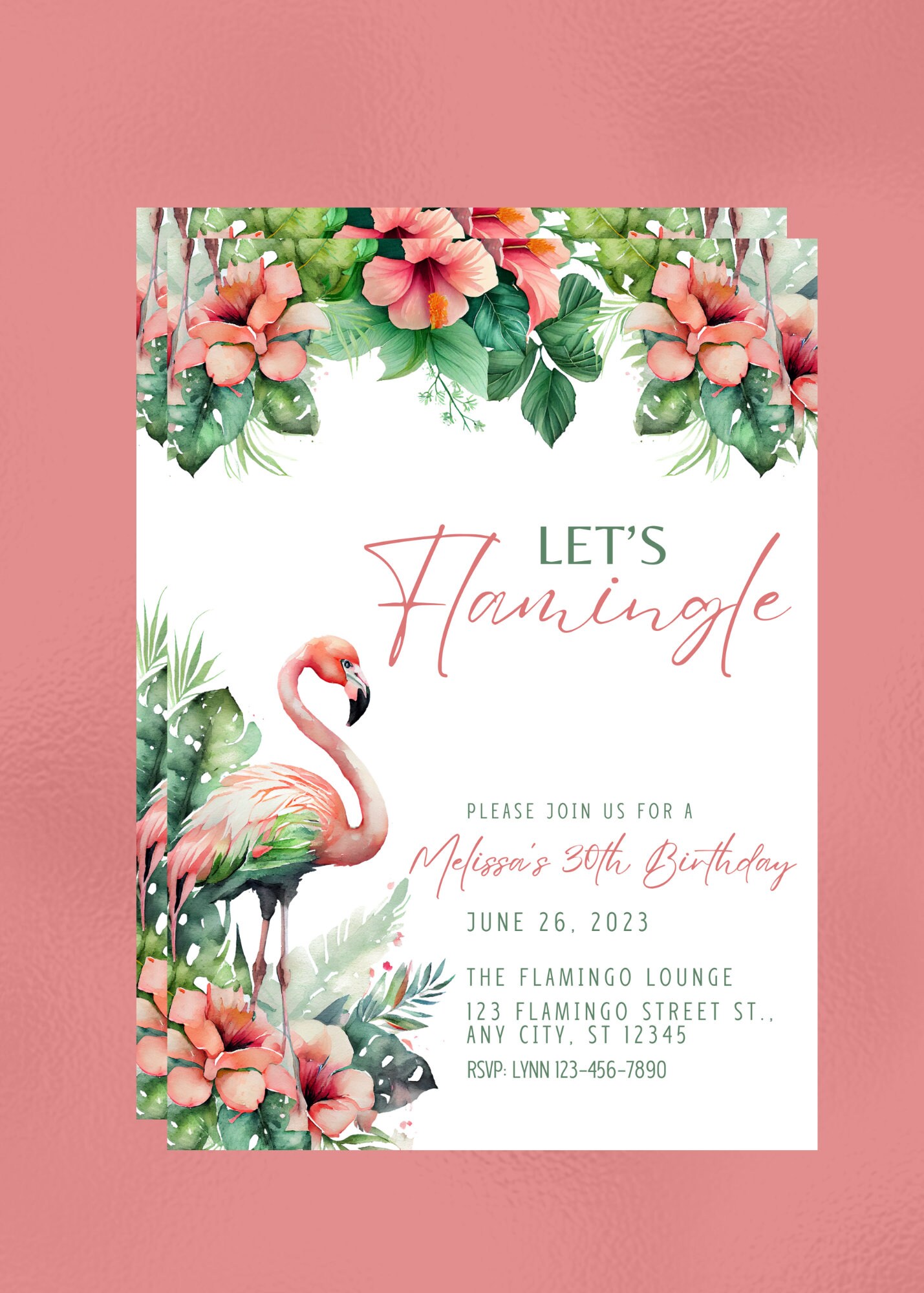 Editable Lets Flamingle Birthday Invitation, Flamingo Invite, Printable ...