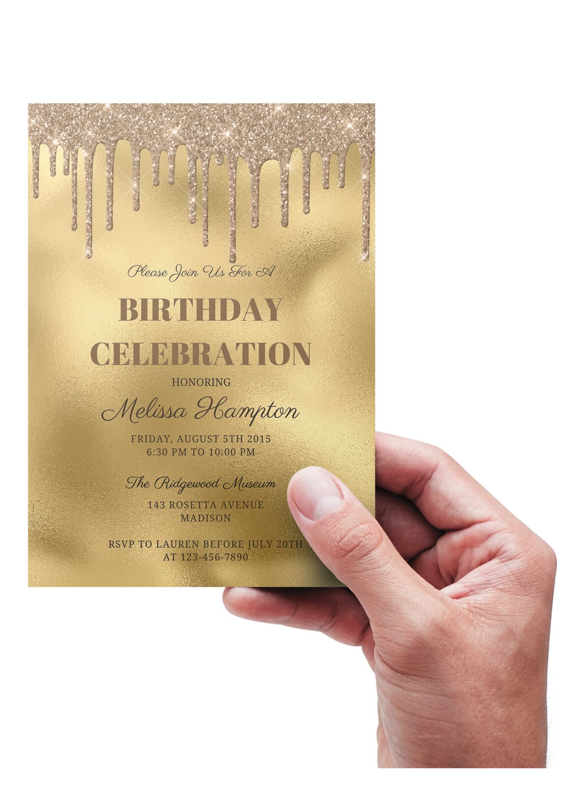 Editable Gold Birthday Celebration Invitation Birthday - Etsy