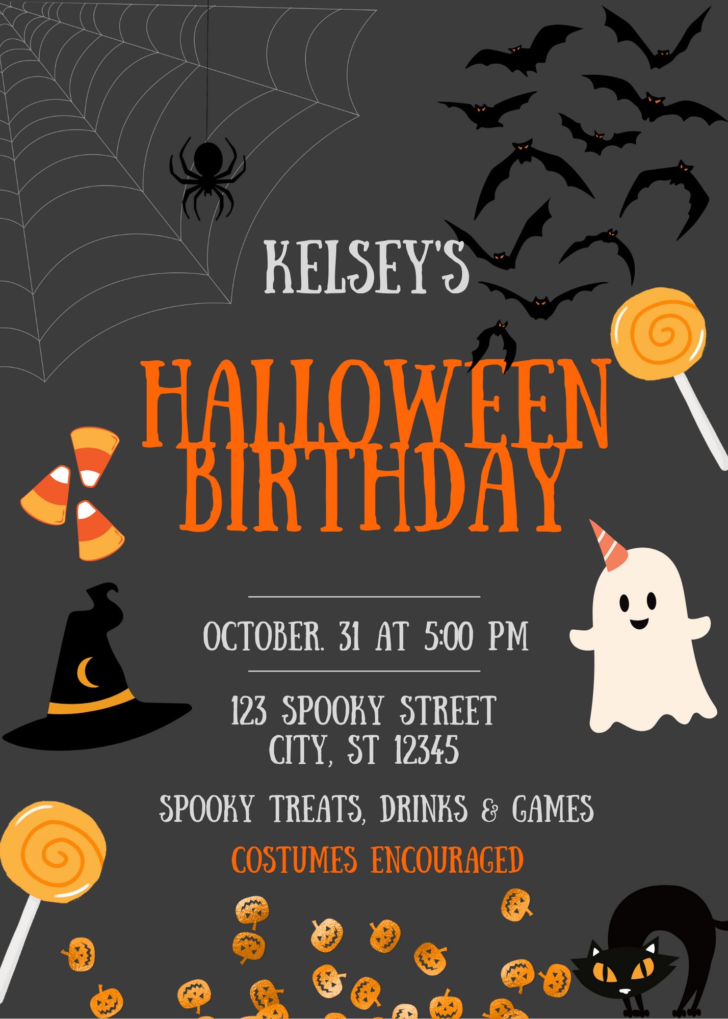 Editable Halloween Birthday Invitation, Kid's Halloween Party ...