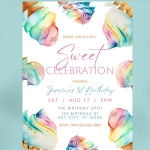 Editable Sweet Celebration Invitation, Ice Cream, Candy, Sweet Shop ...