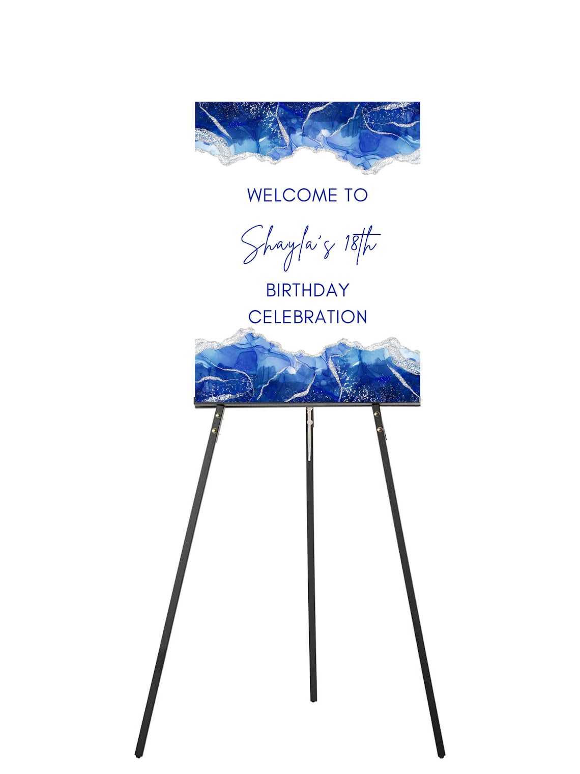 Editable Royal Blue Welcome Sign, Birthday Welcome Sign, Blue and White ...