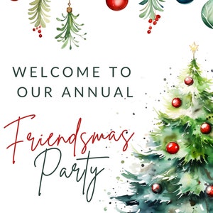 Editable Friendsmas Party Welcome Sign Christmas Party Entrance Sign ...