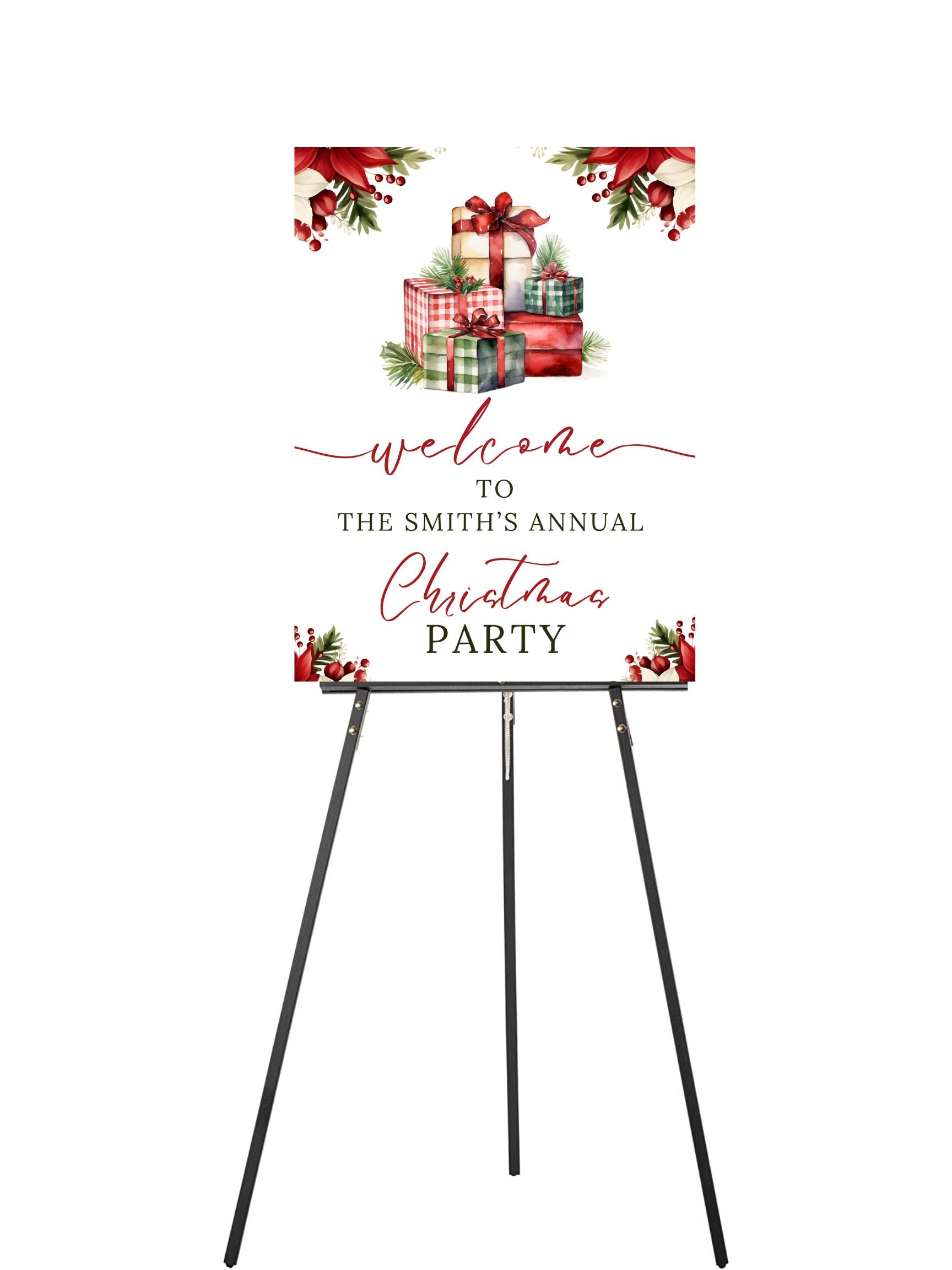 Editable Christmas Party Welcome Sign Holiday Party Entrance Sign ...
