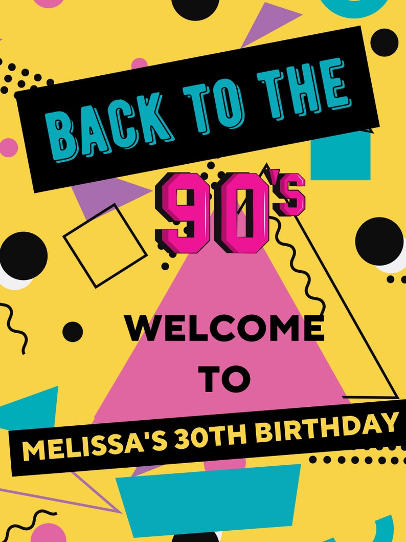 Editable 90s Party Welcome Sign Back to the 90s Throwback - Etsy Australia