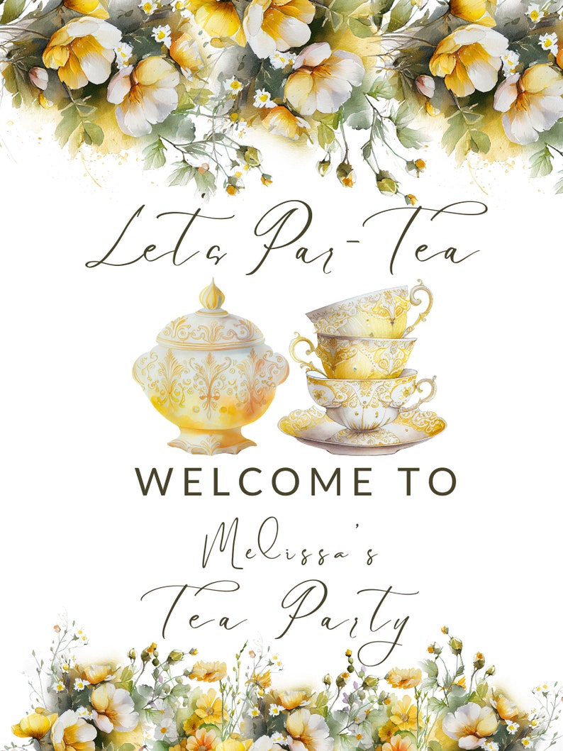 Editable Tea Party Welcome Sign Let's Par-tea Bridal - Etsy