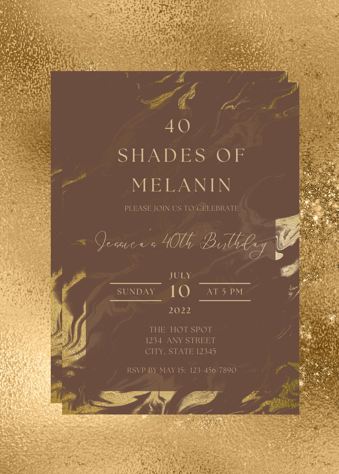 Editable Shades of Melanin Invitation Brown and Gold Marble - Etsy