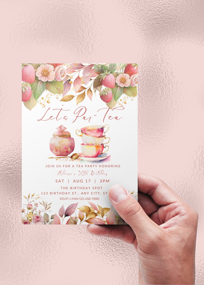 Editable Tea Party Invitation Let's Par-tea Birthday Tea - Etsy