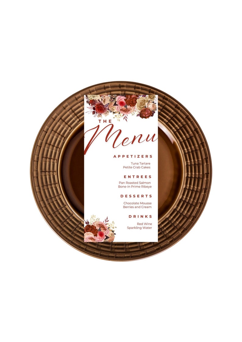 Editable Fall Flower Menu Card Template Autumn Flower Menu - Etsy