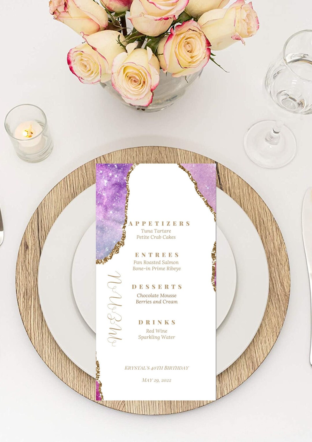 Editable Galaxy Menu Card Template, Birthday Party Agate Menu Card ...