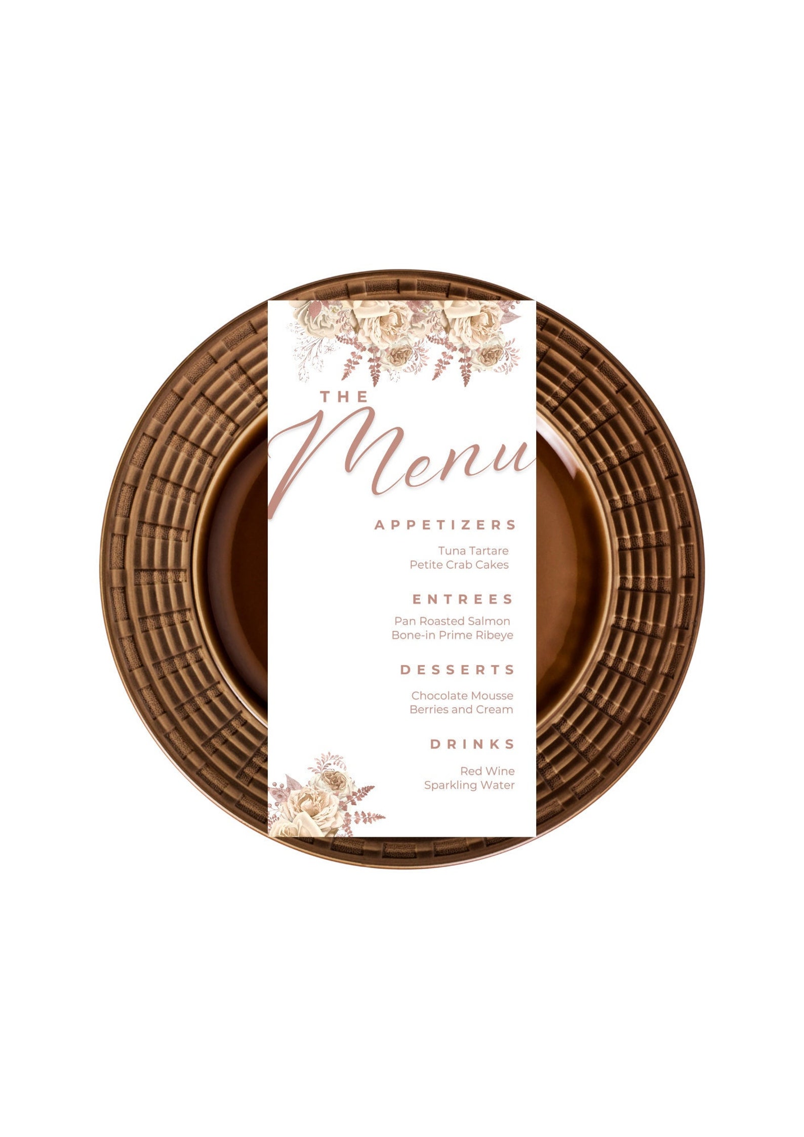 Editable Menu Card Template Ivory and Rose Gold Menu Card - Etsy
