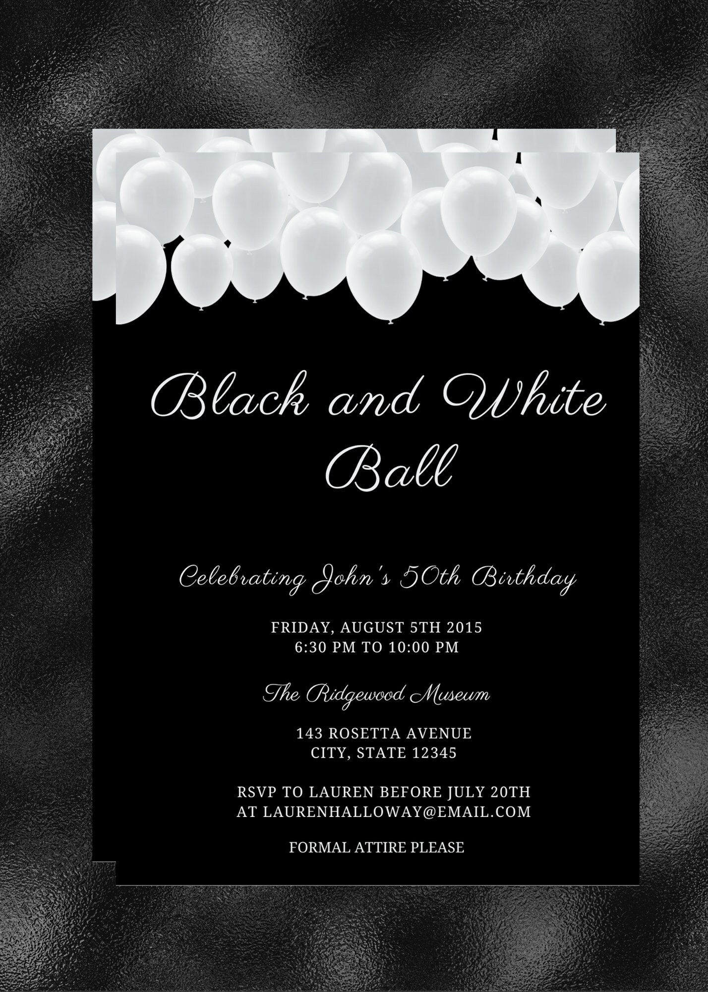 Editable Black and White Ball Invitation Black and White - Etsy