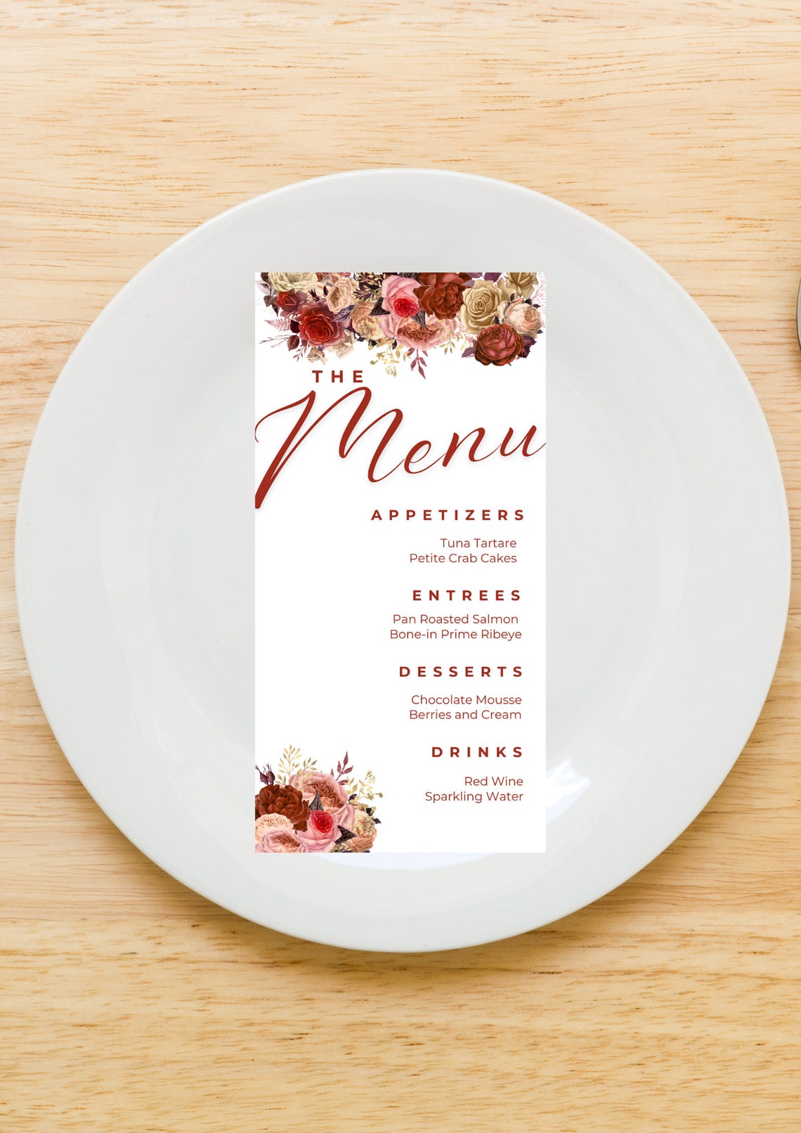 Editable Fall Flower Menu Card Template, Autumn Flower Menu Cards ...