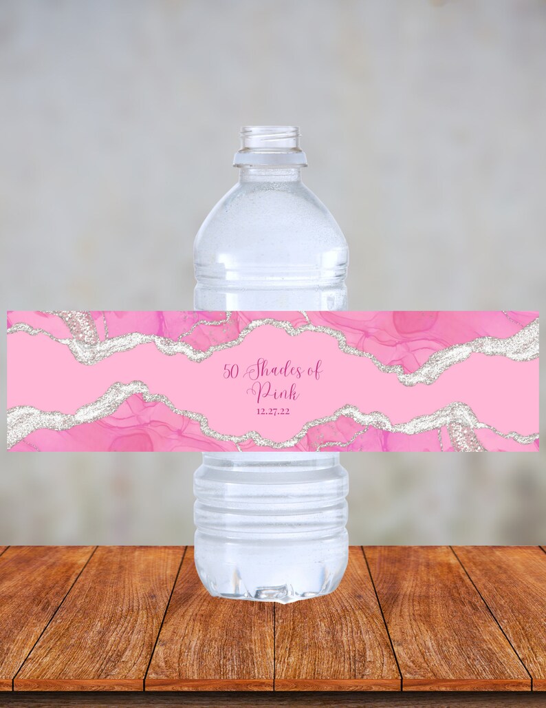 Editable Shades of Pink Water Bottle Label Template Pink and - Etsy