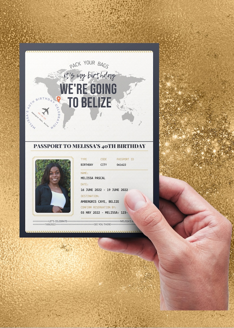 Birthday Passport Invitation, Destination Birthday Invitation, Editable ...