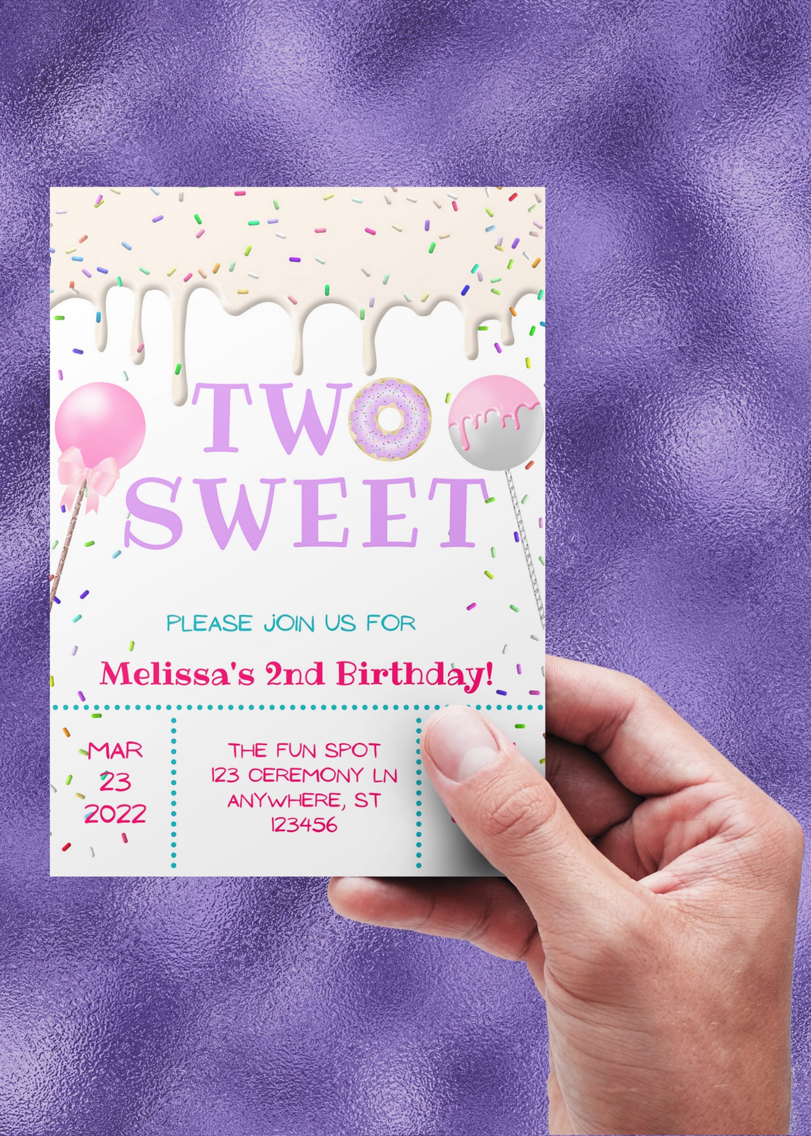 Editable Two Sweet Birthday Invitation Dripping Vanilla - Etsy
