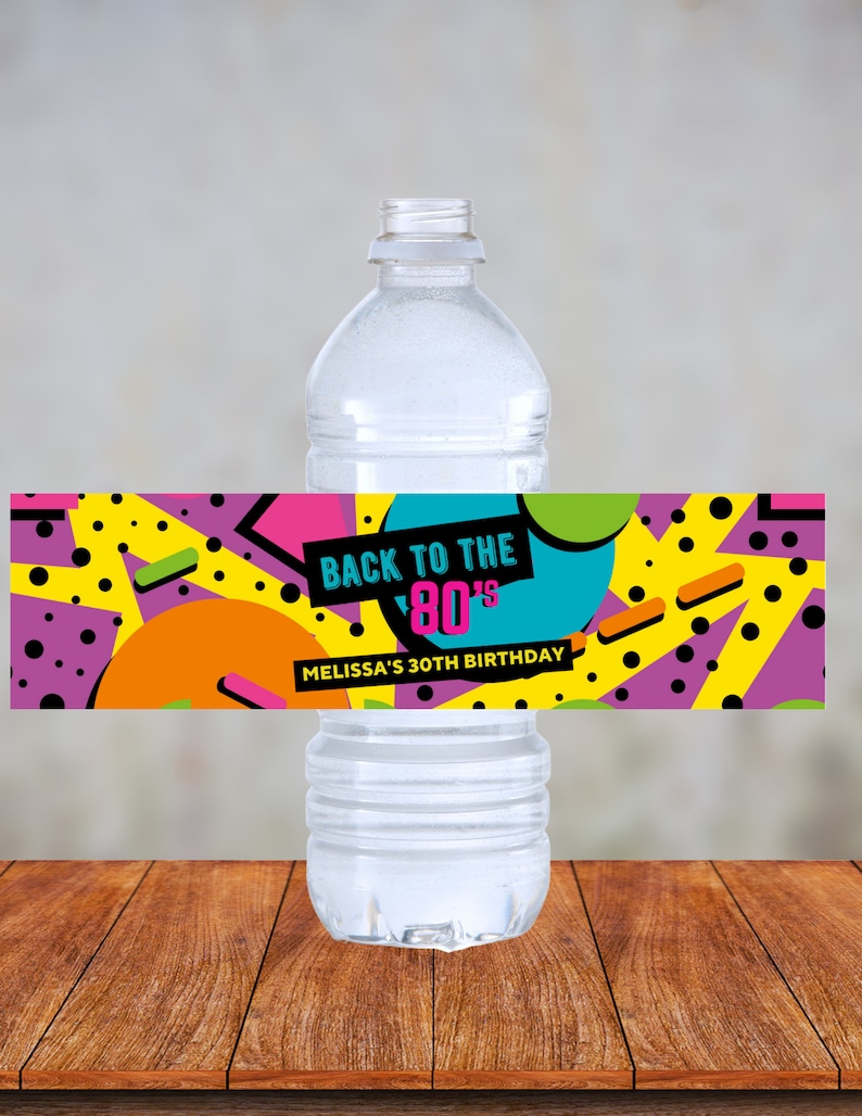 Editable Back to the 80s Water Bottle Label Template, Throwback, 90s ...