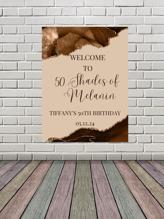 Editable Shades of Melanin Birthday Welcome Sign Brown Agate - Etsy