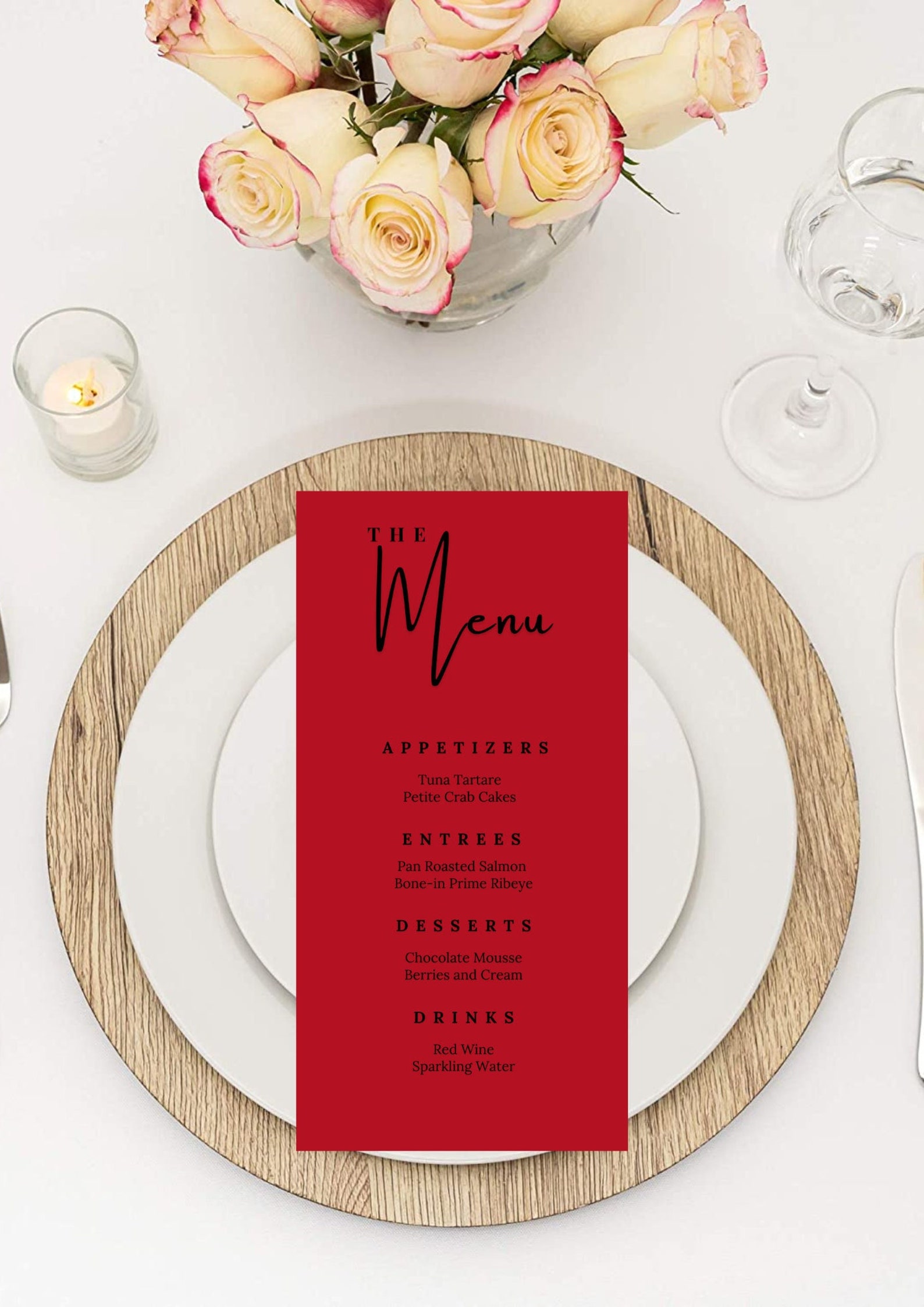 Editable Red Menu Card Template Minimalist Menu Card Modern - Etsy