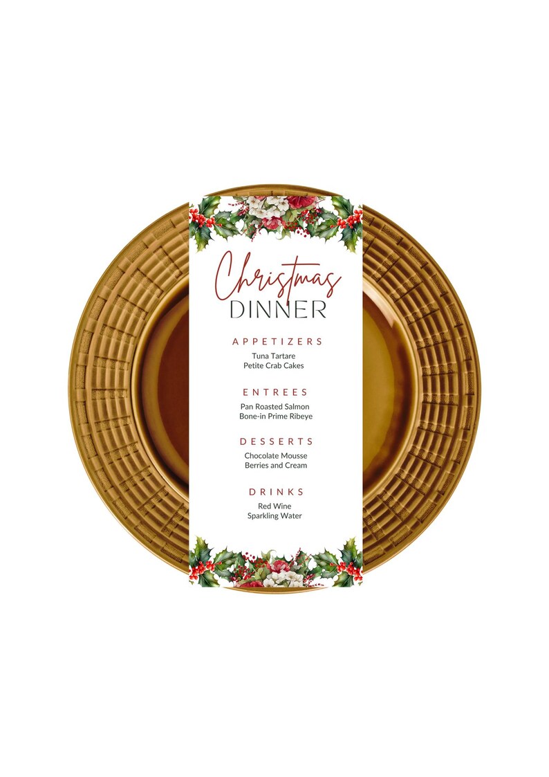 Editable Christmas Dinner Menu Template, Holiday Party Menu, Printable - Etsy