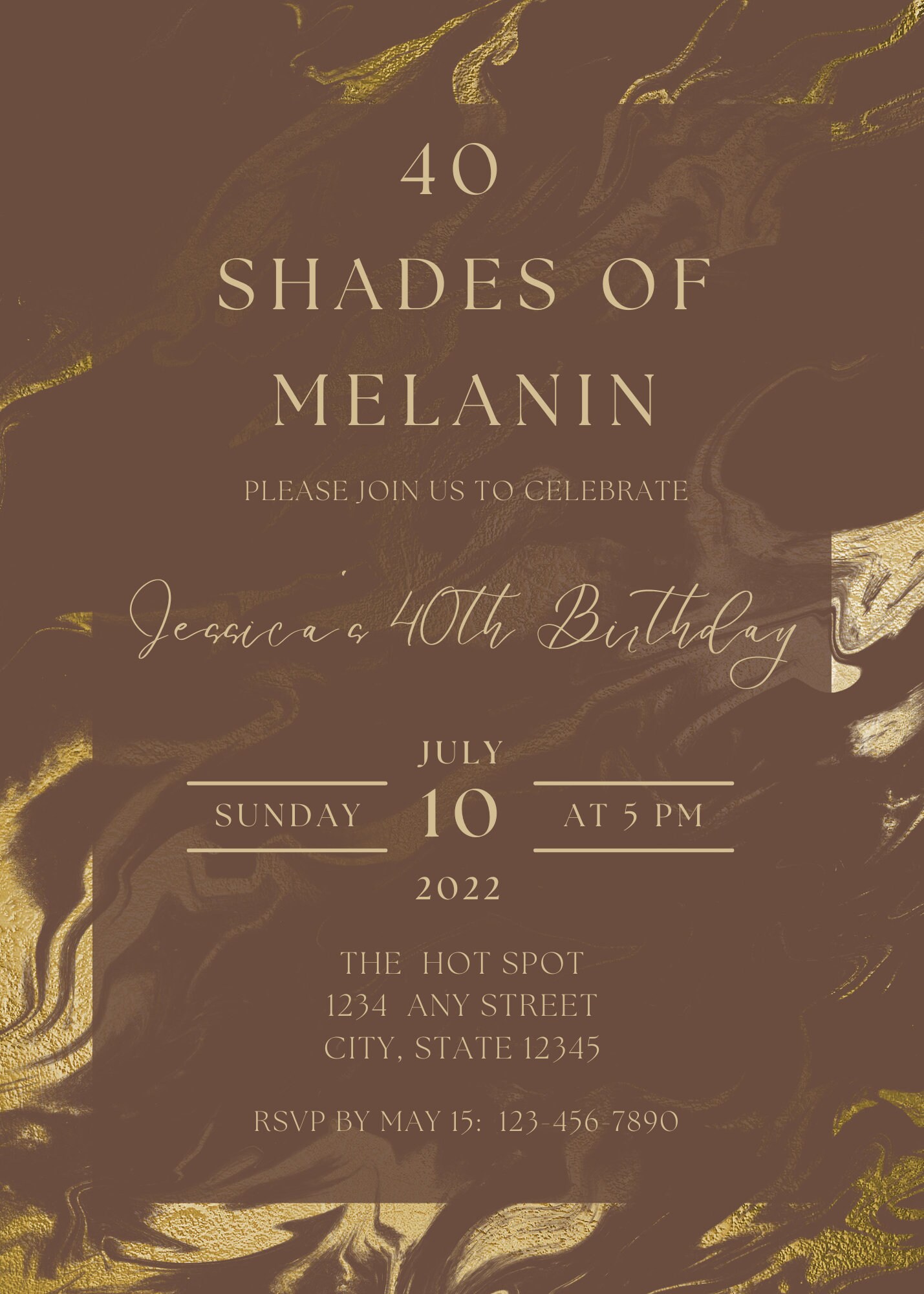 Editable Shades of Melanin Invitation Brown and Gold Marble - Etsy