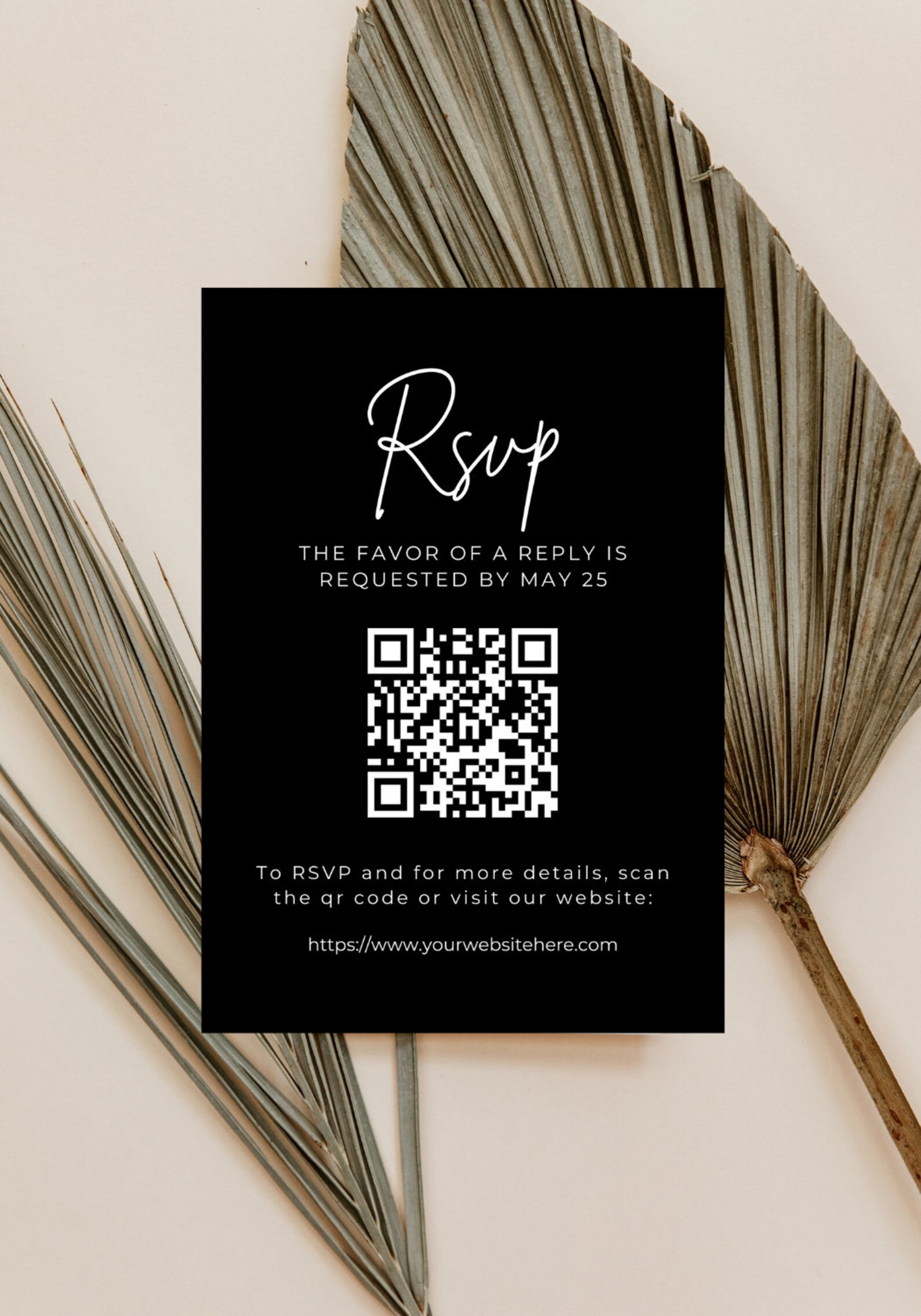 Editable RSVP Card With QR Code, Invitation Insert, Enclosure Card ...