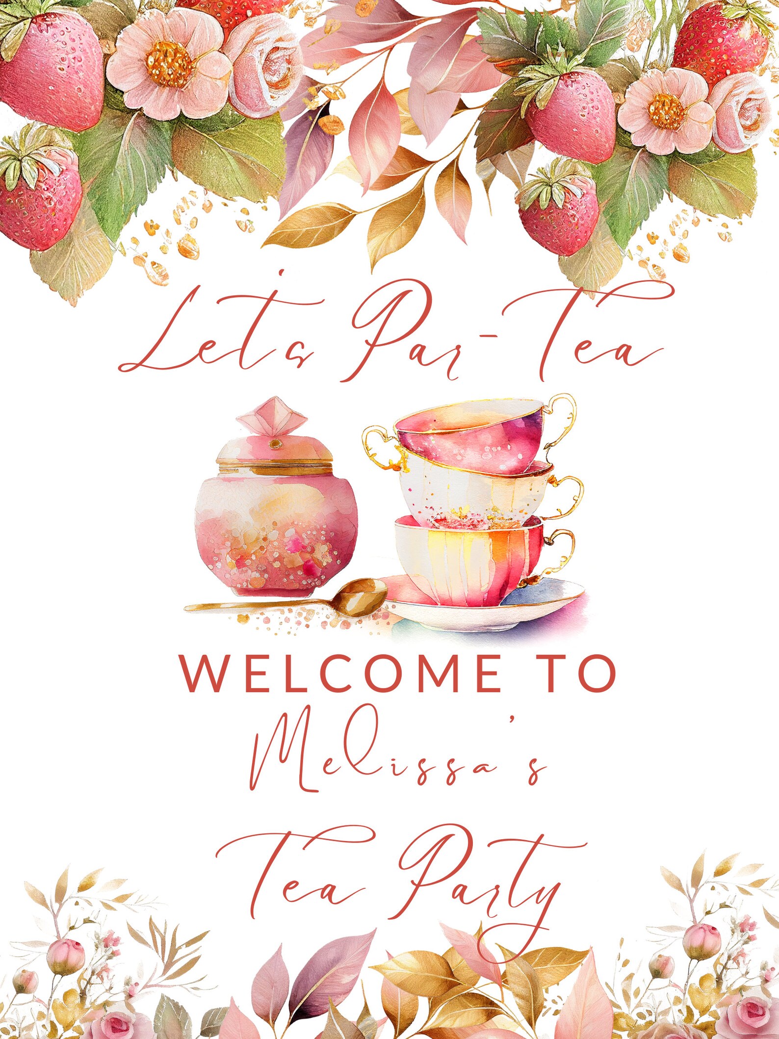 Editable Tea Party Welcome Sign Let's Par-tea Bridal - Etsy UK