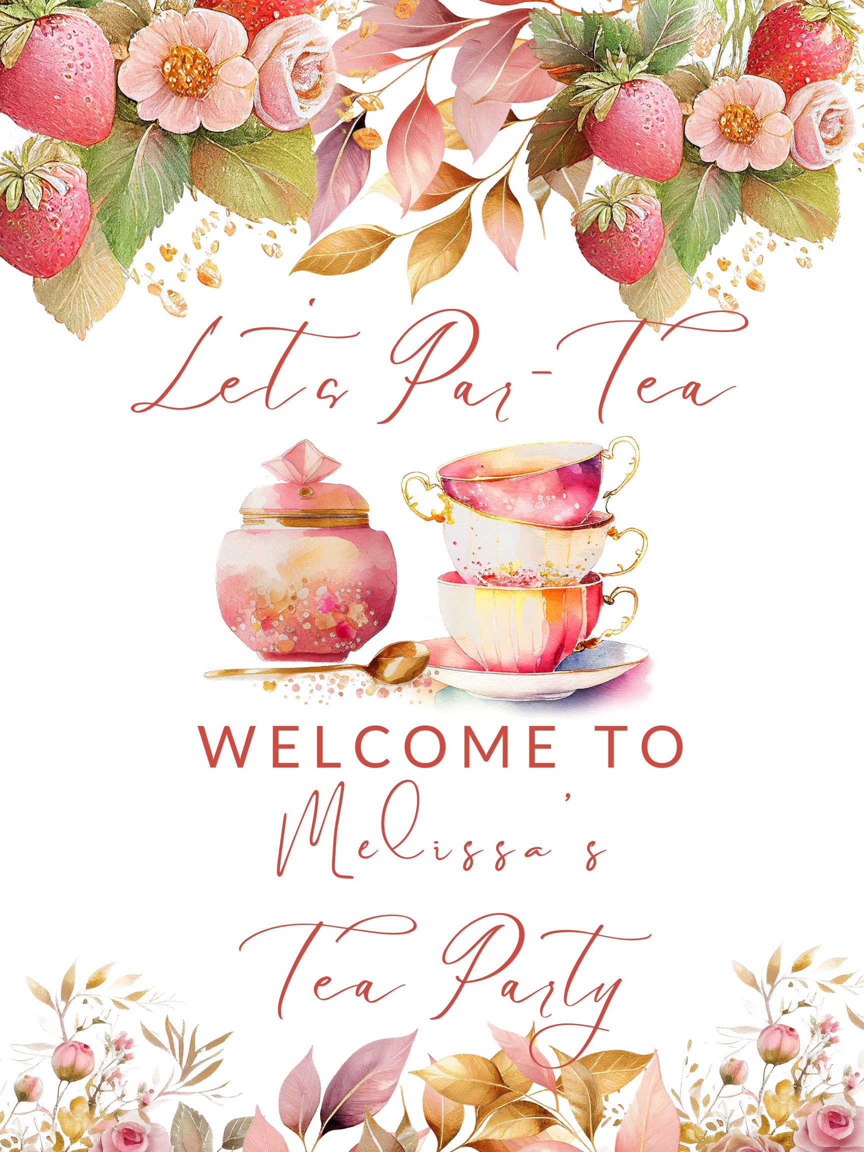 Editable Tea Party Welcome Sign Let's Par-tea Bridal - Etsy UK
