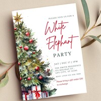 White Elephant Gift Exchange Invitation: Christmas Party Invite Canva ...