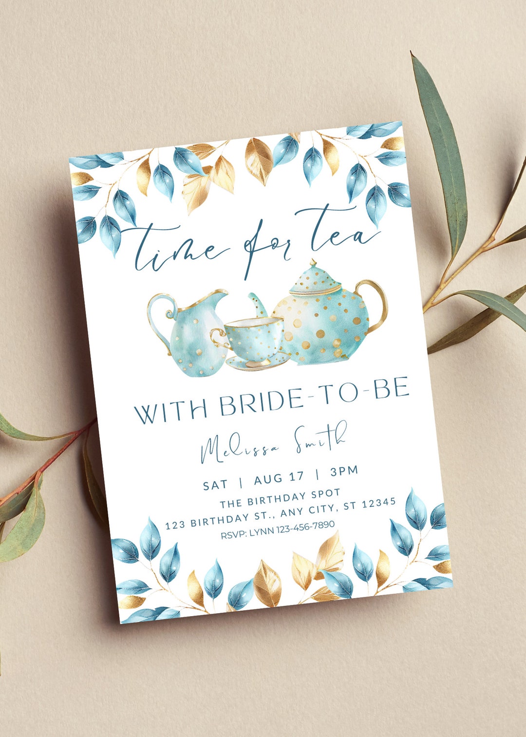 Editable Bridal Tea Party Invitation, Time for Tea With Bride to Be ...
