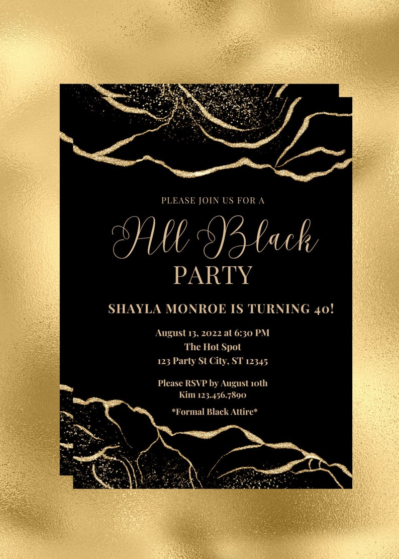 Editable All Black Party Invitation All Black Affair Black - Etsy