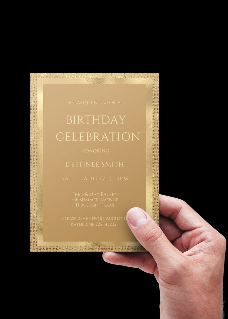 Editable Gold Birthday Celebration Invitation Gold - Etsy