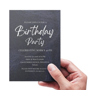 Editable Birthday Party Invitation for Men, Blue Invite, Masculine ...