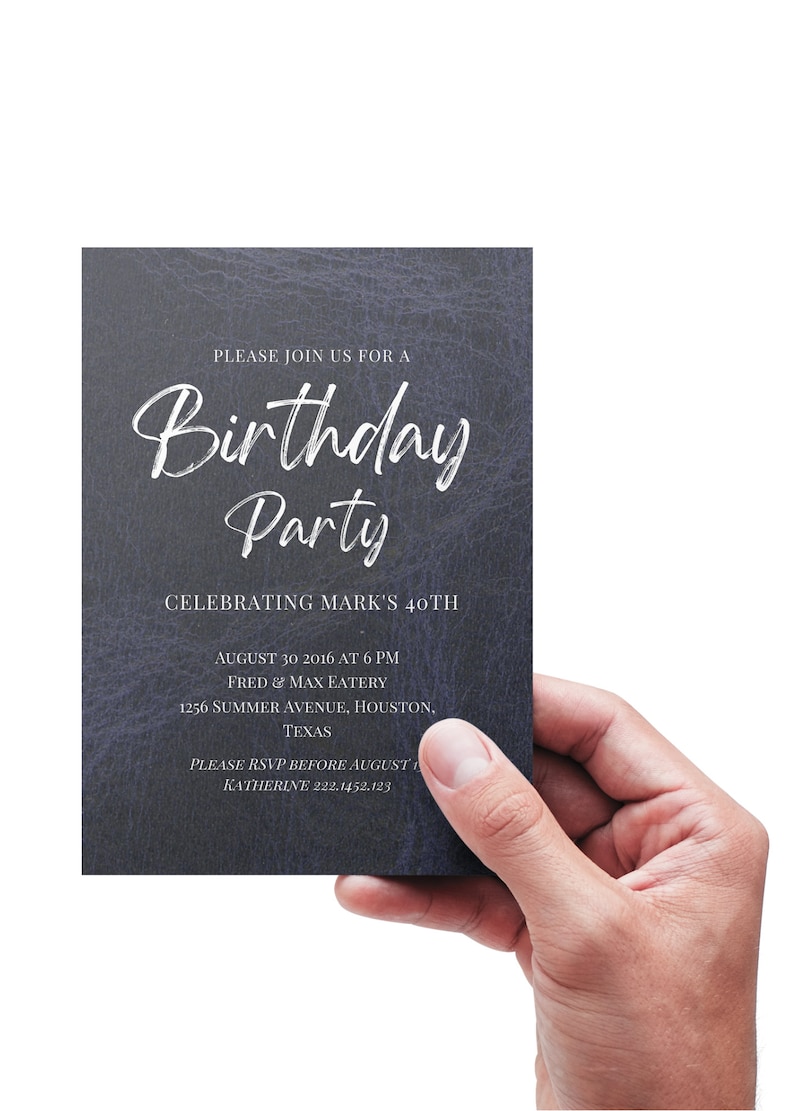 Editable Birthday Party Invitation for Men Blue Invite - Etsy Australia