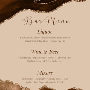 Editable Brown and Gold Bar Menu Card Template, Full Size Menu, Table ...
