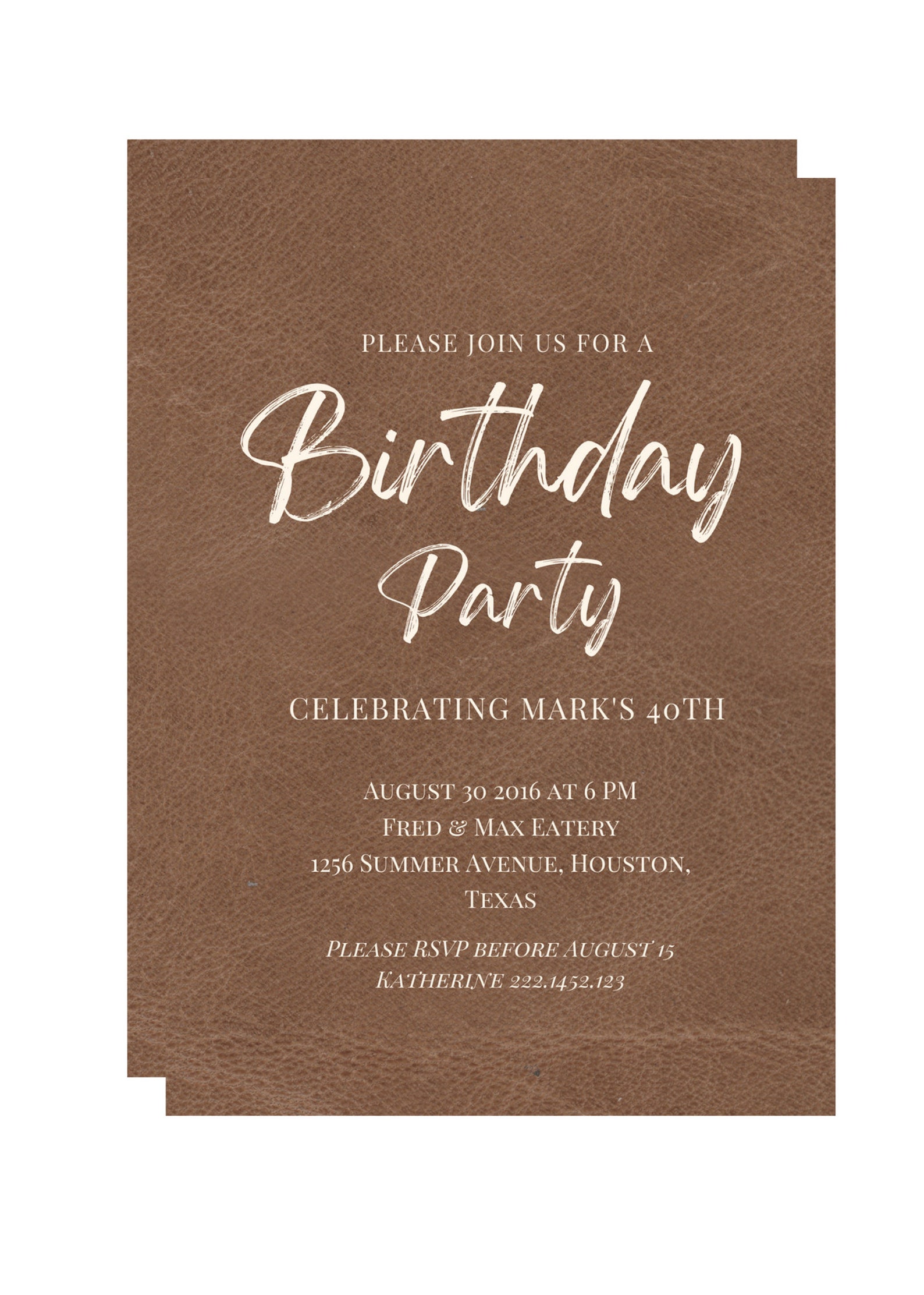 Editable Birthday Party Invitation for Men Masculine - Etsy