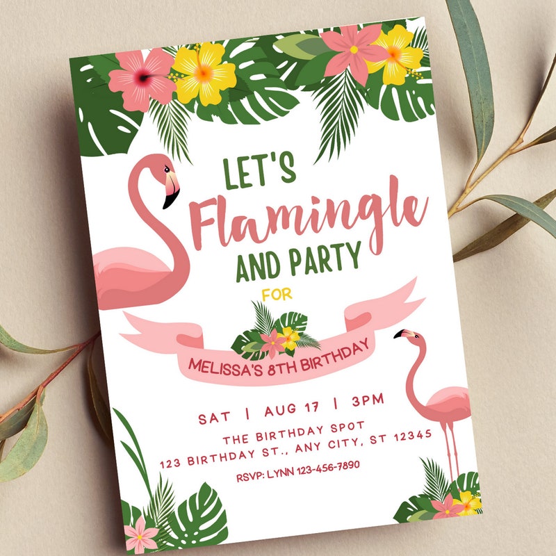 Flamingo Invitation - Etsy