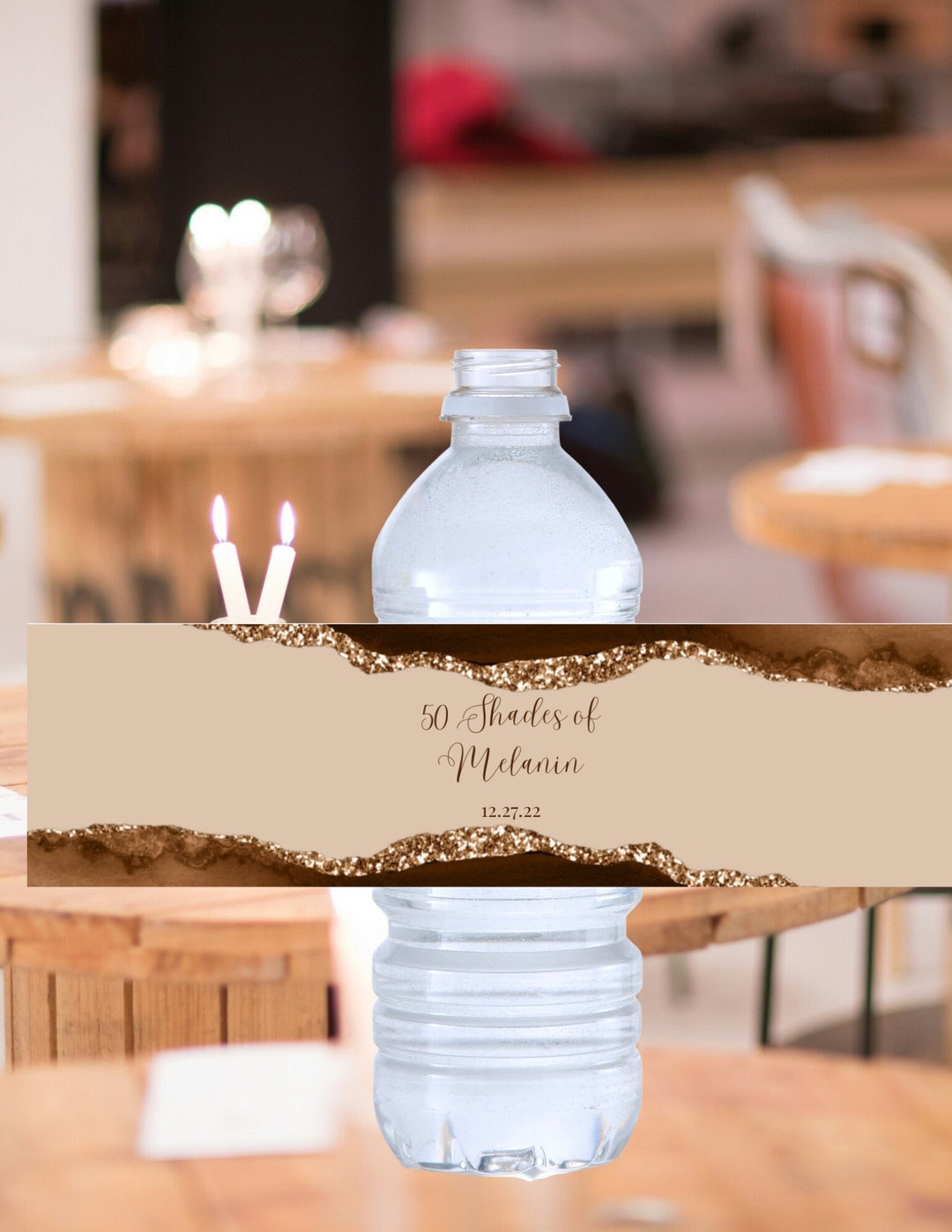 Editable Shades of Melanin Water Bottle Label Template, Brown and Gold ...