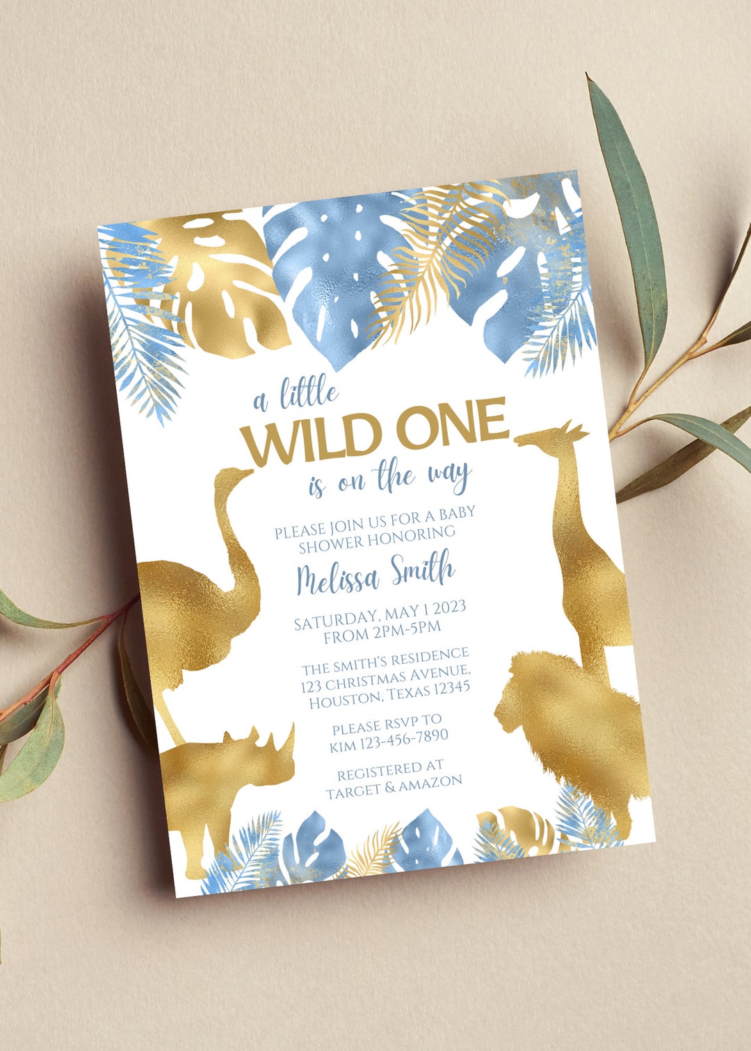 Editable A Little Wild One is on the Way Safari Baby Shower Invitation ...