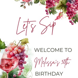 Editable Let's Sip Birthday Welcome Sign, Winery, Fine Like Wine ...