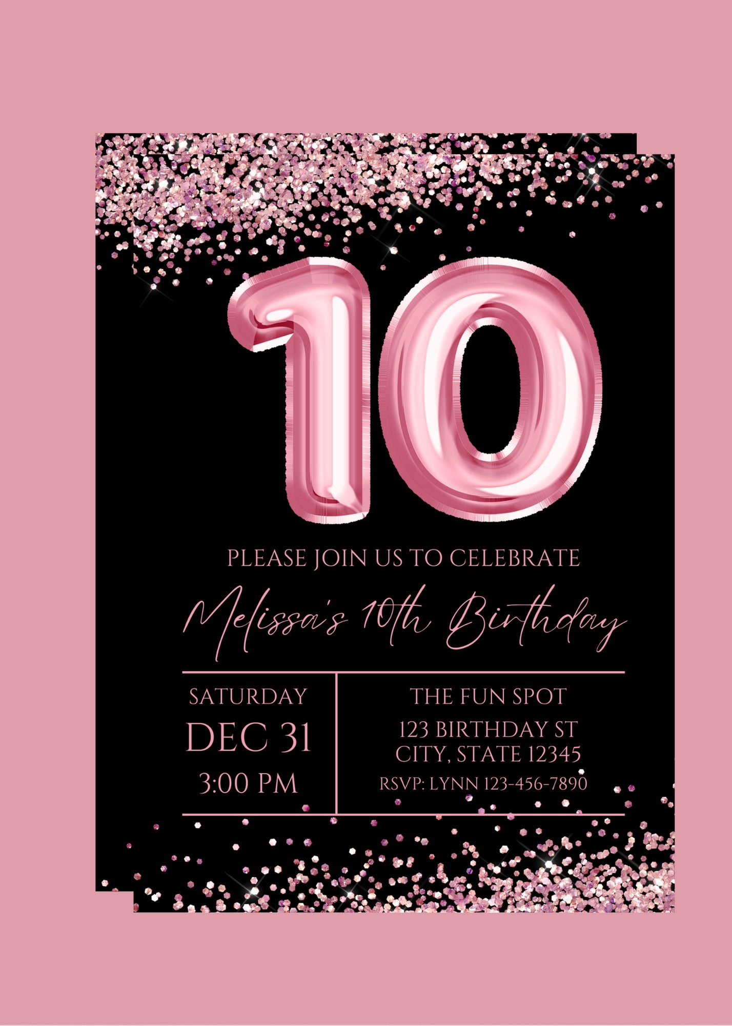 10th Birthday Party Invitation