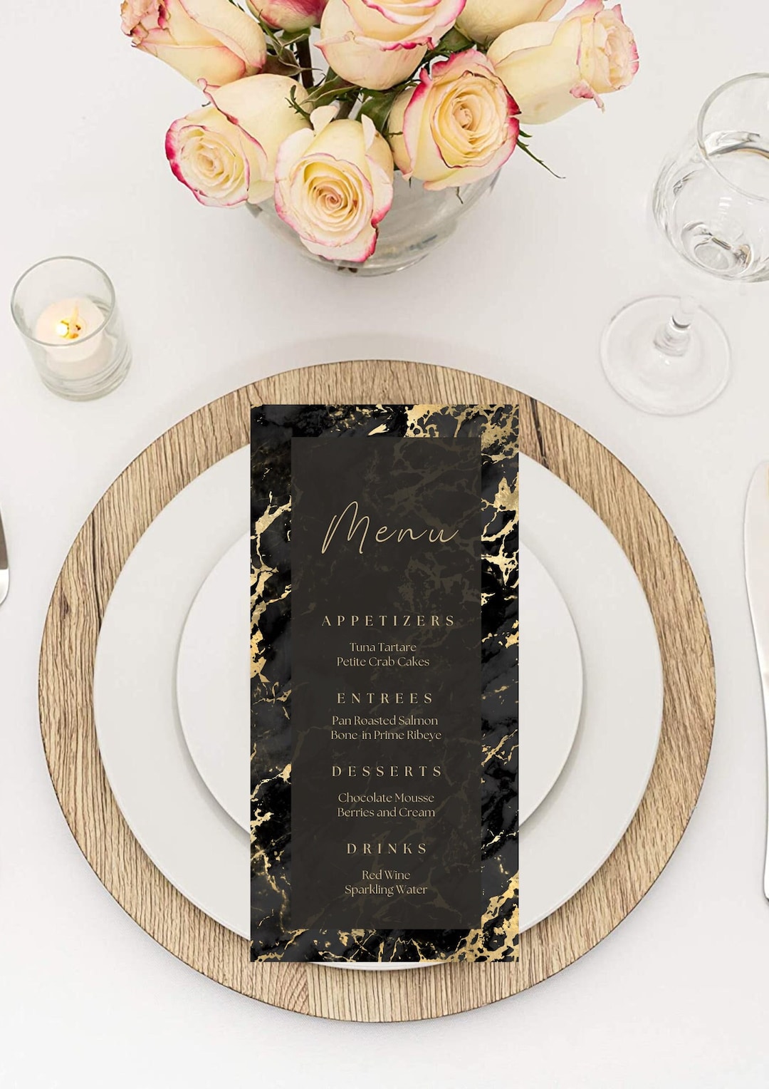 Editable Black and Gold Menu Card Template, Marble Design, Luxury, Menu ...