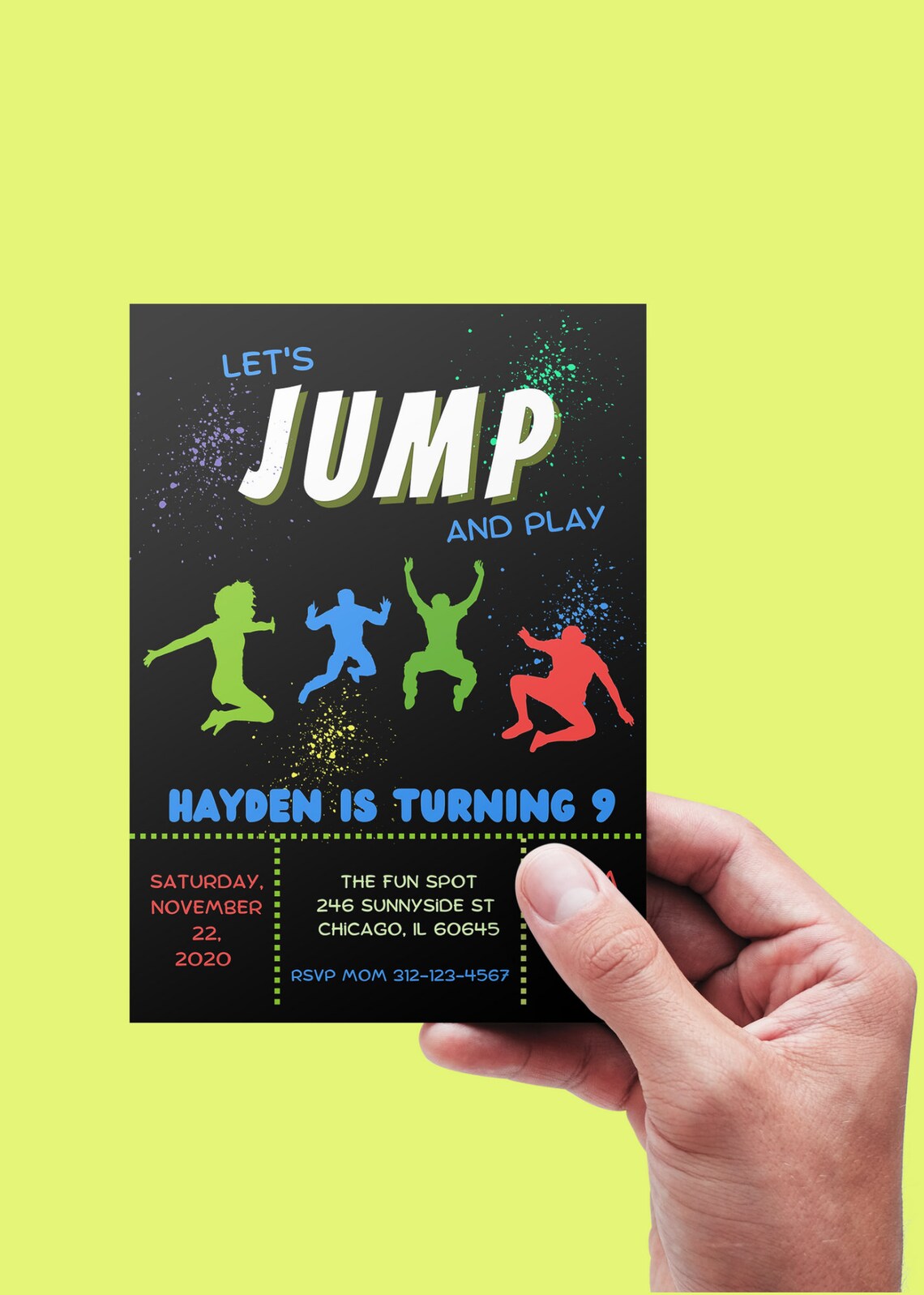 Editable Jump Party Invitation, Jump Birthday Invitation Boy ...