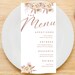 Editable Menu Card Template, Ivory and Rose Gold Menu Cards, Floral ...