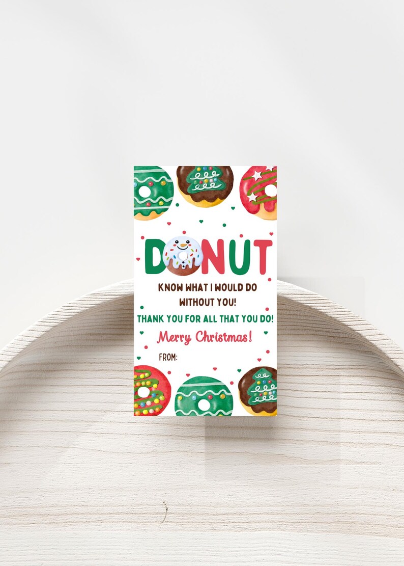 Christmas Donut Gift Tags Printable, Coworker, Staff Appreciation - Etsy
