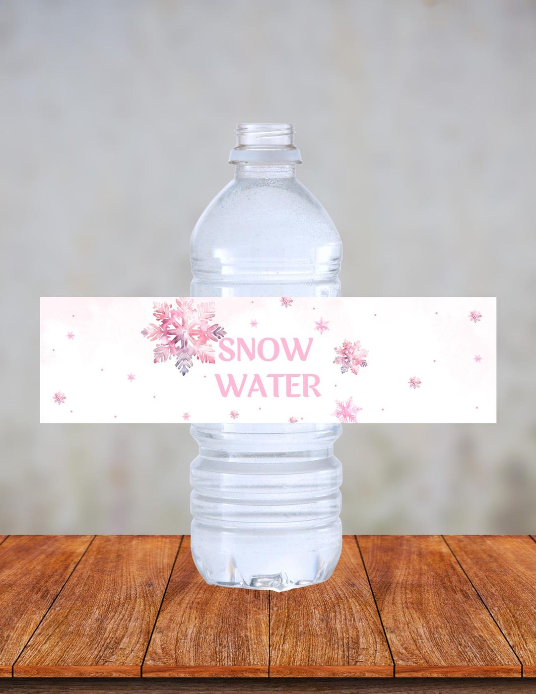 Printable Melted Snow Water Bottle Label, Pink Snowflake Theme, Non ...