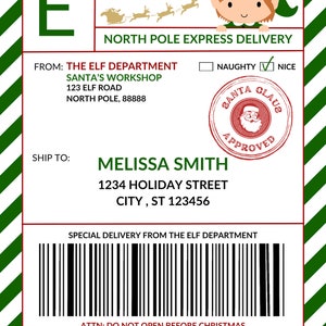 Printable North Pole Shipping Label, Elf Mail Mailing Label, Editable ...