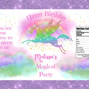 Editable Unicorn Birthday Chip Bag Label , Unicorn Chip Bag, Magical ...
