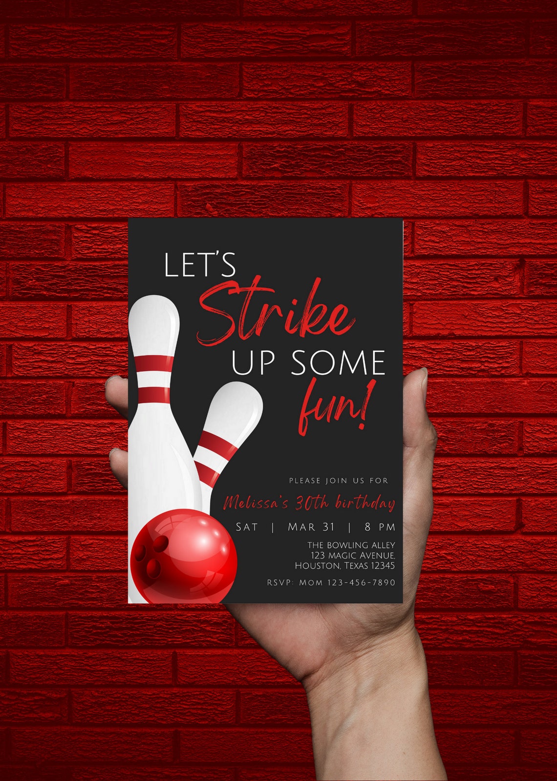Editable Bowling Invitation, Let's Strike up Some Fun, Birthday Bowling ...
