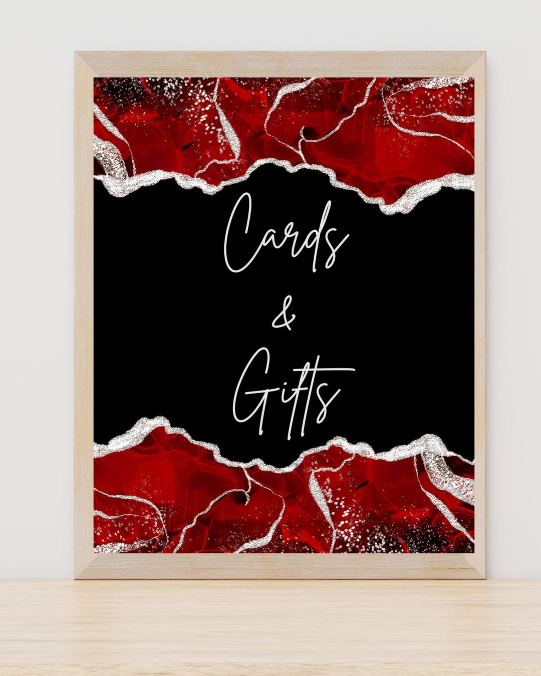 Red Black Silver Table Sign, Editable Party Decor (digital Download) - Etsy