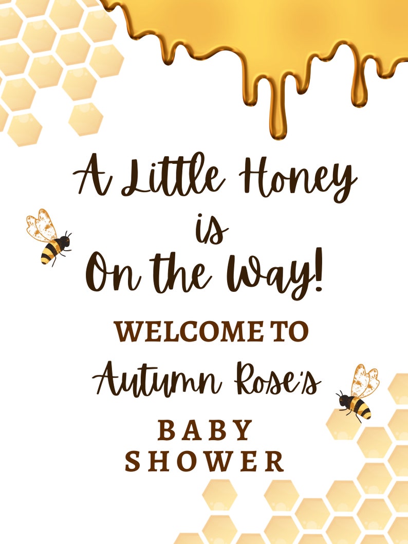 Editable A Little Honey is on the Way Baby Shower Welcome Sign, Honey ...